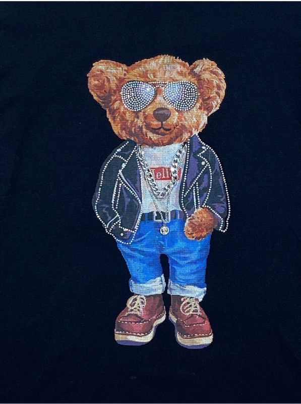 Camiseta Larga de Mujer color Negro con Oso — Tienda Azulik